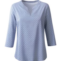 CR&Eacute;ATION L Damen Schlupfbluse mit Minimal-Muster, Viskose bleu-gemustert Gr&ouml;&szlig;e 36