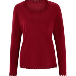 Heine Damen Ajourpullover im Viskose-Baumwoll-Mix dunkelrot Gr&ouml;&szlig;e 46