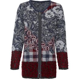 CR&Eacute;ATION L Damen Jacquardstrickjacke f&uuml;r Drinnen und Drau&szlig;en rauchblau-gemustert Gr&ouml;&szlig;e 38