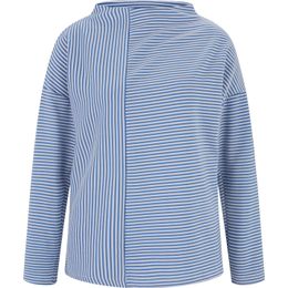 CR&Eacute;ATION L Damen Langarmshirt in Ripp-Optik ecru-mittelblau-gestreift Gr&ouml;&szlig;e 38