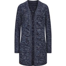 Damen Strickjacke in Longform, meliert marine-meliert, Gr&ouml;&szlig;e 42