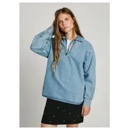 Pepe Jeans f&uuml;r Damen. PL304985 Nova blaues Hemd (M), L&auml;ssig, Baumwolle, Langarm