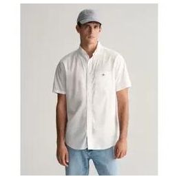 Gant f&uuml;r Herren. 3000101 Regular Fit Hemd aus wei&szlig;er Popeline (XL), L&auml;ssig, Baumwolle, Kurzarm