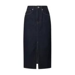 Pepe Jeans f&uuml;r Damen. PL901186AB2 Midirock aus blauem, elastischem Stretch-Denim-Stoff (S), L&auml;ssig, Baumwolle