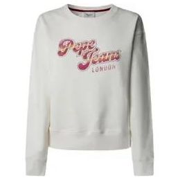 Pepe Jeans f&uuml;r Damen. PL581482 Rosa Sweatshirt wei&szlig; (XL), L&auml;ssig, Baumwolle, Langarm, Nachhaltig