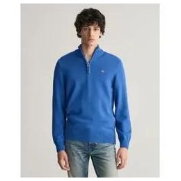 Gant f&uuml;r Herren. 8030170 Pullover mit halbem Rei&szlig;verschluss L&auml;ssig blau (S), Baumwolle