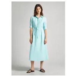 Pepe Jeans f&uuml;r Damen. PL953472 Schmirgelkleid blau (XS), L&auml;ssig, Leinen, Kurzarm, T&uuml;rkis, Nachhaltig
