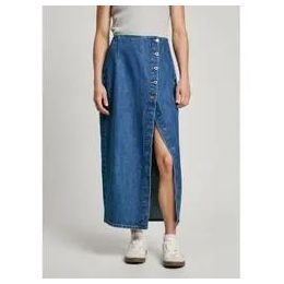Pepe Jeans f&uuml;r Damen. PL901219 Midirock aus blauem, nicht dehnbarem Denim-Stoff (S), L&auml;ssig, Baumwolle, Nachhaltig