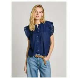 Pepe Jeans f&uuml;r Damen. PL305028 Flie&szlig;ende Bluse Diallo navy (M), L&auml;ssig, Baumwolle, Kurzarm, Marine