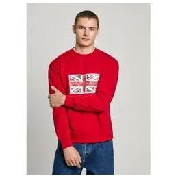 Pepe Jeans f&uuml;r Herren. PM582845 Union Crew Sweatshirt rot (XS), L&auml;ssig, Baumwolle, Nachhaltig
