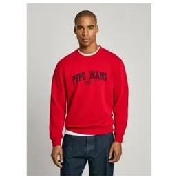 Pepe Jeans f&uuml;r Herren. PM582826 Derril Crew Sweatshirt rot (M), L&auml;ssig, Baumwolle, Nachhaltig