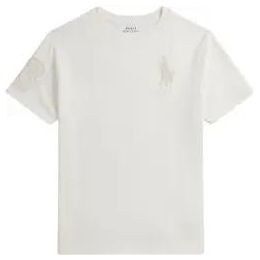 Polo Ralph Lauren Unisex f&uuml;r Kinder. 323832907505 Big Pony wei&szlig;es Baumwoll-Strick-T-Shirt (8/9a&ntilde;os=140/149cm), L&auml;ssig, Baumwolle, Kurzarm, K