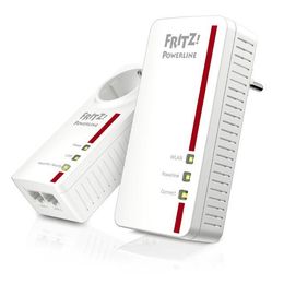 FRITZ!Powerline 1260 (fr&uuml;her 1260E) WLAN Set Powerline Adapterkit GigE, HomePlug AV WiFi5 Dual-Band an Wandsteckdose anschlie&szlig;bar