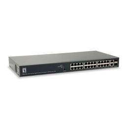 Levelone Switch 26 Gigabit Ethernet-Ports mit 24 PoE-Ports 185W, 2 Gigabit SFP (GEP-2651)