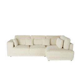 Twist Ecksofa in modernem Breitcord Torrino creme Ma&szlig;e (cm): B: 300 H: 95 T: 188.0 &raquo; M&ouml;bel Kraft