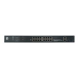 Levelone Switch 20 Gigabit Ethernet-Ports mit 16 PoE-Ports 270W, 2 Gigabit-Ports, 2 Gigabit SFP (GEP-2021)