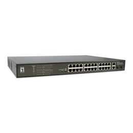 Levelone Switch 28 Fast Ethernet-Ports mit 24 PoE-Ports 270W 2 Gigabit-Ports, 2 Gigabit SFP (FGP-2831)