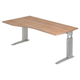 Hammerbacher VUS18/N/S h&ouml;henverstellbarer Schreibtisch 68 - 86 cm nussbaum / silber