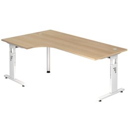 Hammerbacher VOS82/E/W h&ouml;henverstellbarer Schreibtisch 65 - 85 cm wei&szlig; / wei&szlig;