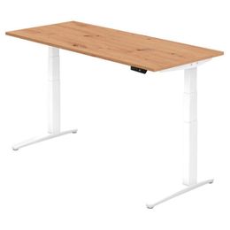 Hammerbacher VXBHM19/R/WW elektrisch h&ouml;henverstellbarer Schreibtisch 65,0 - 130,0 cm - elektrisch asteiche / wei&szlig;