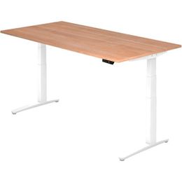 Hammerbacher XBHM2E h&ouml;henverstellbarer Schreibtisch 65,0 - 130,0 cm - elektrisch nussbaum / nussbaum