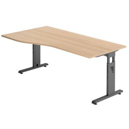 Hammerbacher VOS18/E/G h&ouml;henverstellbarer Schreibtisch 65 - 85 cm eiche / grafit