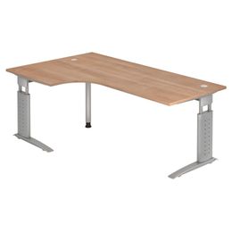 Hammerbacher VUS82/N/S h&ouml;henverstellbarer Schreibtisch 68 - 86 cm nussbaum / silber