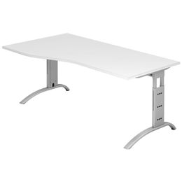 Hammerbacher VFS18/W/S h&ouml;henverstellbarer Schreibtisch 65 - 85 cm wei&szlig; / silber