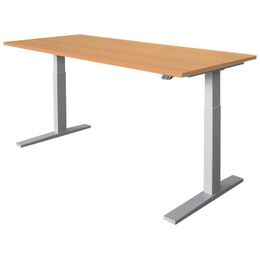 Hammerbacher VXMKA19/6/S elektrisch h&ouml;henverstellbarer Schreibtisch 70,0 - 120,0 cm - elektrisch Buche / silber