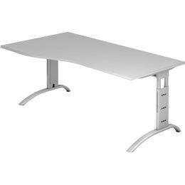 Hammerbacher VFS18/5/S h&ouml;henverstellbarer Schreibtisch 65 - 85 cm lichtgrau / silber