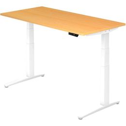 Hammerbacher VXBHM16/6/WW elektrisch h&ouml;henverstellbarer Schreibtisch 65,0 - 130,0 cm - elektrisch Buche / wei&szlig;