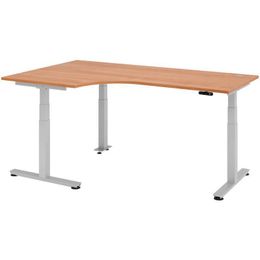 Hammerbacher VXDSM82/N/S elektrisch h&ouml;henverstellbarer Schreibtisch 63 - 127 cm nussbaum / silber