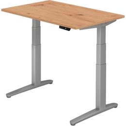 Hammerbacher XBHM12 h&ouml;henverstellbarer Schreibtisch 65,0 - 130,0 cm - elektrisch asteiche / silber
