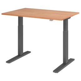Hammerbacher VXMKA12/N/G elektrisch h&ouml;henverstellbarer Schreibtisch 70,0 - 120,0 cm - elektrisch nussbaum / grafit