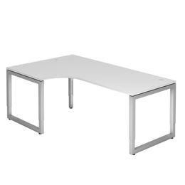 Hammerbacher VRS82/W/S h&ouml;henverstellbarer Schreibtisch 65 - 85 cm wei&szlig; / silber