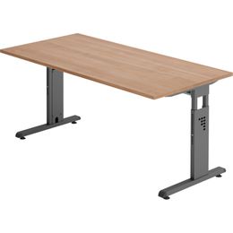 Hammerbacher h&ouml;henverstellbarer Schreibtisch VOS16/N/G nussbaum