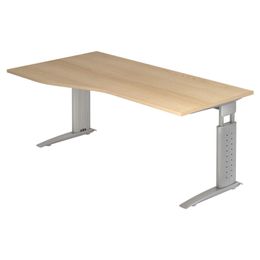Hammerbacher VUS18/E/S h&ouml;henverstellbarer Schreibtisch 68 - 86 cm eiche / silber