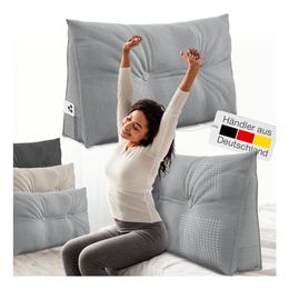 ELONEO R&uuml;ckenkissen Bett- und R&uuml;ckenst&uuml;tzkissen >Grau< 90cm