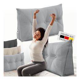 ELONEO R&uuml;ckenkissen Bett- und R&uuml;ckenst&uuml;tzkissen >Grau< 100cm