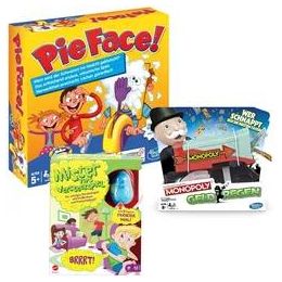3er Spiele Bundle - Pie Face, Mister Pups, Monopoly Geldregen
