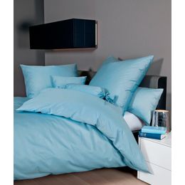 Bettw&auml;sche Janine "Colors 31001", blau (perlblau), B/L: 155cm x 200cm, 1 Stk., 1 Stk., Mako-Satin, B/L: 80cm x 80cm, 2 Stk., Mako-Satin, Obermaterial: 100% Baumwolle, Bettw&auml;sche, Bettw&auml;sche, feinf&auml;dige uni Bettw&auml;sche f&uuml;r alle Jahreszeiten, Markenrei&szlig;verschluss