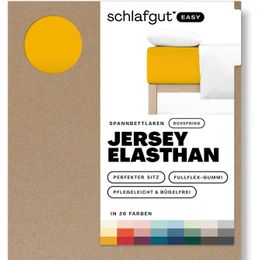 Spannbettlaken Schlafgut "EASY Jersey Elasthan Boxspring", gelb (gelb deep), 1 Stk., Jersey, 90-100x200-220 40, Jersey, Obermaterial: 95% Baumwolle, 5% Elasthan, Bettlaken, Spannbettlaken, MADE IN GREEN by OEKO-TEX