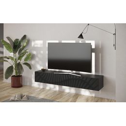 TV-Board Inosign "Snake, Schwebe-Lowboard, TV-Schrank, Media-Board, Breite 180 cm", schwarz (anthrazit mit siebdruck), B:180cm H:28cm T:30cm, Sideboards, TV-Board, mit Siebdruck-Front, 1 Klappe, wandh&auml;ngend, stilvoll & funktional