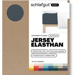 Spannbettlaken Schlafgut "EASY Jersey Elasthan Boxspring", grau (grau deep), 1 Stk., Jersey, 90-100x200-220 40, Jersey, Obermaterial: 95% Baumwolle, 5% Elasthan, Bettlaken, Spannbettlaken, MADE IN GREEN by OEKO-TEX