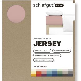 Spannbettlaken Schlafgut "EASY JERSEY Bettlaken, 150 g/m&sup2;, 100% Baumwolle, Spannbetttuch", lila (lila mid), L:200cm, Jersey, Obermaterial: 100% Baumwolle, Bettlaken, Spannbettlaken, Spannbettlaken bis 22 cm H&ouml;he, b&uuml;gelfrei, pflegeleicht, perfekter Sitz