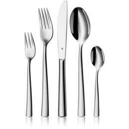 Besteck-Set WMF "Philadelphia in schlanker Optik, ergonomische Haptik, Wellenschliff", silber (edelstahlfarben), 30 Stk., Cromargan Edelstahl Rostfrei 18/10, Essbesteck-Sets, sp&uuml;lmaschinengeeignet, optimale Sch&auml;rfe, hochwertiger Besteckkasten