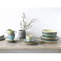 Kombiservice Creatable "Geschirr-Set NATURE COLLECTION", bunt (grau, blau, gr&uuml;n, sand), 20 Stk., Steinzeug, Geschirr-Sets, Kombiservice, Service, 20 Teile, f&uuml;r 4 Personen