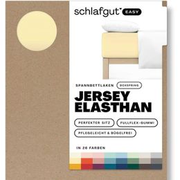 Spannbettlaken Schlafgut "EASY Jersey Elasthan Boxspring", gelb (gelb mid), 1 Stk., Jersey, 120-130x200-220 40, Jersey, Obermaterial: 95% Baumwolle, 5% Elasthan, Bettlaken, Spannbettlaken, MADE IN GREEN by OEKO-TEX