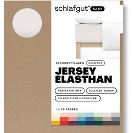 Spannbettlaken Schlafgut "EASY Jersey Elasthan Boxspring", beige (sand light), 1 Stk., Jersey, 120-130x200-220 40, Jersey, Obermaterial: 95% Baumwolle, 5% Elasthan, Bettlaken, Spannbettlaken, MADE IN GREEN by OEKO-TEX