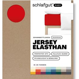 Spannbettlaken Schlafgut "EASY Jersey Elasthan Boxspring", rot (rot deep), 1 Stk., Jersey, 140-160x200-220 40, Jersey, Obermaterial: 95% Baumwolle, 5% Elasthan, Bettlaken, Spannbettlaken, MADE IN GREEN by OEKO-TEX